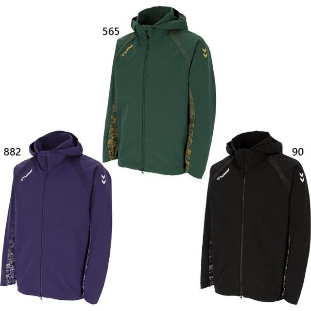 ヒュンメル メンズ ウーブンフーディー サッカーウェア フットサルウェア トレーニング トップス ジャケット ブラック 黒 パープル 紫 送料無料 hummel HAW2191