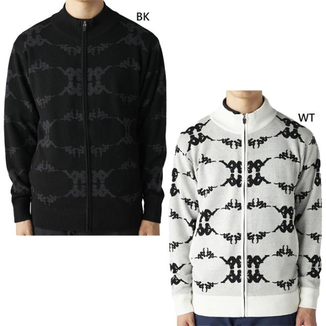 カッパ メンズ フルジップセーター ゴルフウェア トップス 長袖 ホワイト 白 ブラック 黒 送料無料 Kappa 634700