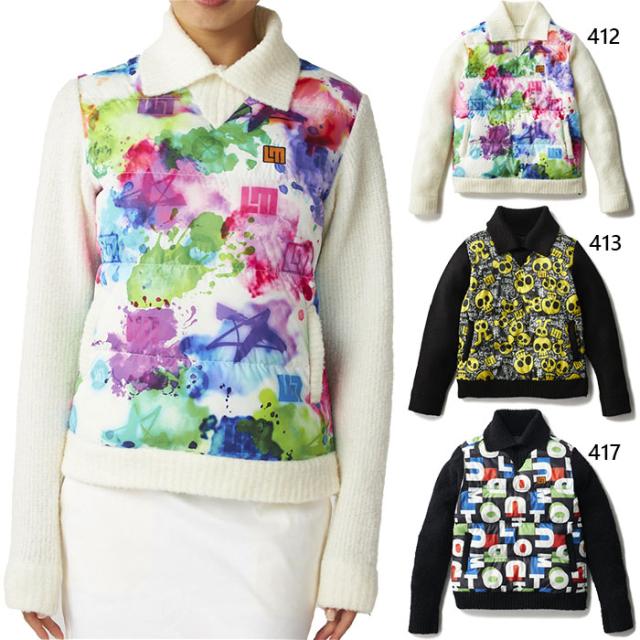 ラウドマウス レディース マットタフタ 柄ダウン×ニットブルゾン ゴルフウェア トップス 長袖 保温 送料無料 LOUDMOUTH 774253