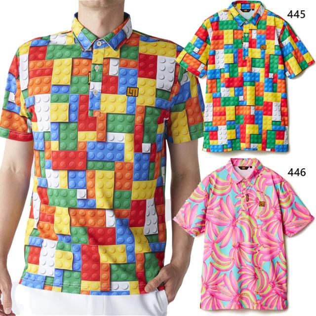 ラウドマウス メンズ 柄半袖シャツ ゴルフウェア トップス 吸汗速乾 UVカット イエロー ピンク 黄色 送料無料 LOUDMOUTH 775600