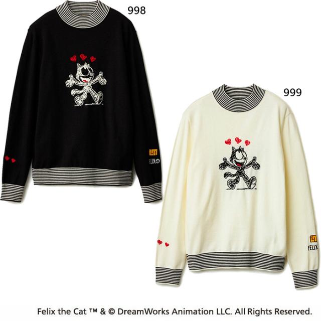 ラウドマウス レディース フィリックス LOUDMOUTH×FELIX コラボ 軽量ニット セーター ゴルフウェア トップス 長袖 ホワイト 白 ブラック 黒 送料無料 LOUDMOUTH 775760