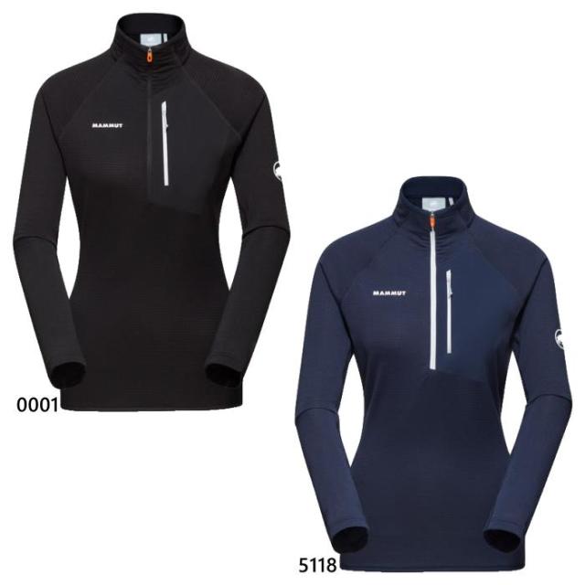 マムート レディース エナジー ライト ミッドレイヤー ハーフ ジップ プル アジアンフィット アウトドアウェア トップス ブラック 黒 ネイビー 送料無料 Mammut 1014-05511