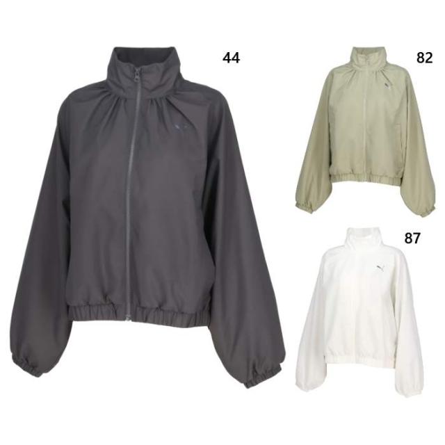 プーマ レディース TRN EDGE ウラメッシュライナー ウーブンJKT フィットネス トレーニングウェア トップス 上着 アウター 長袖 ホワイト 白 グレー 灰色 送料無料 PUMA 527989