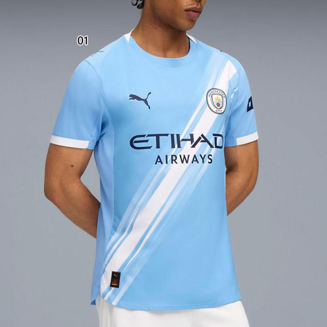 プーマ メンズ 2025-26 マンチェスター シティFC ホーム オーセンティック 半袖 ユニフォーム サッカーウェア フットサルウェア トップス ブルー 青 送料無料 PUMA 780336