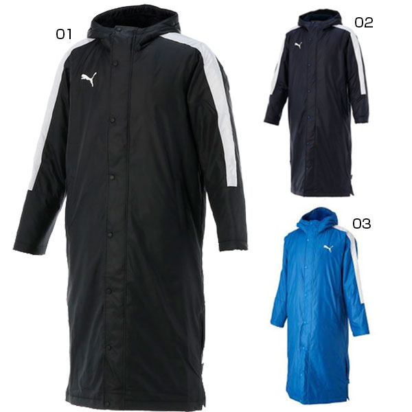 プーマ メンズ TT ESS PRO ロングボアコート サッカー フットサルウェア ジャケット 上着 長袖 ベンチコート ブラック 黒 送料無料 PUMA 654983