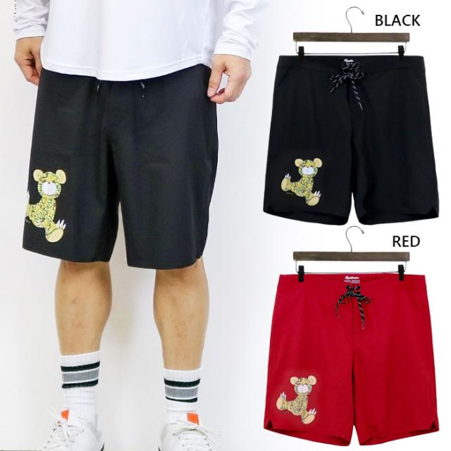 リアルビーボイス メンズ レディース アーミー ベア ストレッチ サーフ トランクス ARMY BEAR STRETCH SURF TRUNKS カジュアル水着 ブラック 黒 レッド 赤 送料無料 RealBvoice 10511-11997
