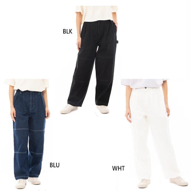 ルーカ レディース RECESSION DOUBLE KNEE PANTS ロングパンツ カジュアルウェア ズボン ボトムス ホワイト 白 ブラック 黒 ブルー 青 送料無料 RVCA VA BE043710