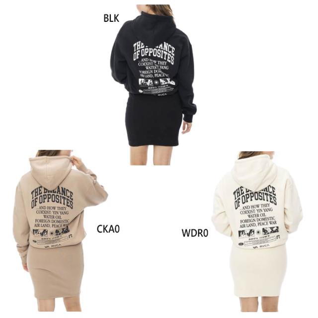 ルーカ レディース ペーストアップ フーディードレス PASTE UP HOODIE DRESS ワンピース カジュアルウェア 長袖 ホワイト 白 ブラック 黒 ベージュ 送料無料 RVCA VA BE044351