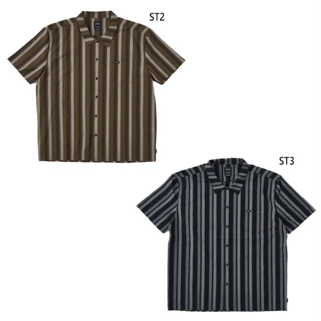 ルーカ メンズ OMBRE BORDER SHIRTS 半袖シャツ カジュアルウェア トップス グレー ブラウン 茶色 灰色 送料無料 RVCA VA BF04A121