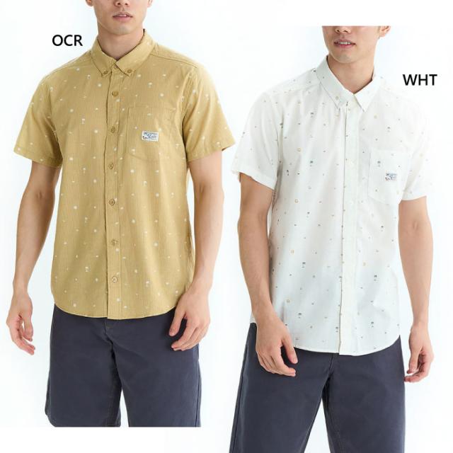 ルーカ メンズ 半袖シャツ EXOTICA SEERSUCKER SS カジュアルウェア ズボン ボトムス ホワイト 白 ブラウン 茶色 送料無料 RVCA VA BF04A145