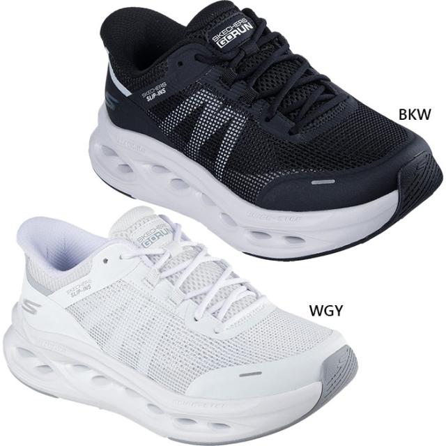 スケッチャーズ レディース スリップインズ マックスクッショニング グライドステップ アバディーン スニーカー シューズ 紐靴 ハンズフリーシューズ ホワイト 白 ブラック 黒 送料無料 SKECHERS 129401