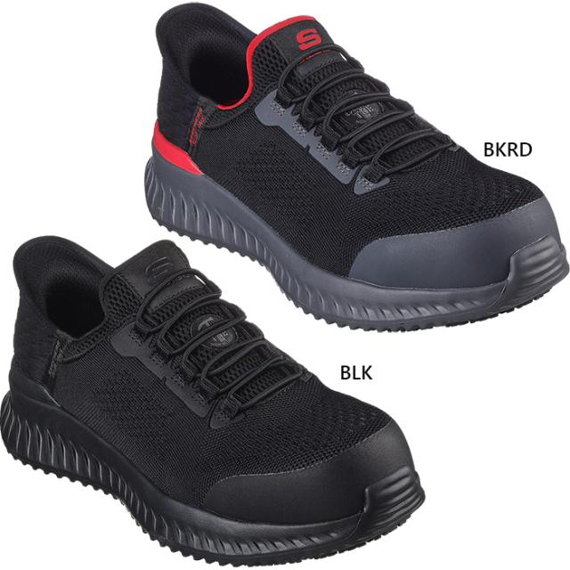 スケッチャーズ メンズ スリップインズ ワーク ティリド フェチット CT ワークシューズ ハンズフリー 安全靴 スリッポン 先芯 防滑 感電防止 ブラック 黒 送料無料 SKECHERS 200206W