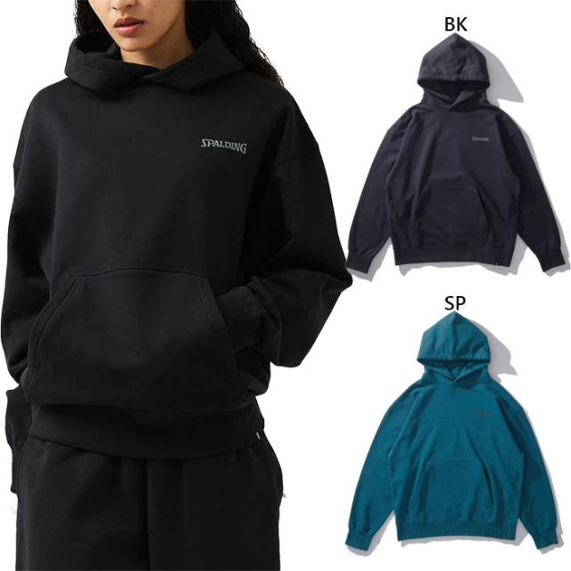 スポルディング メンズ レディース コートサイド フーディ ジップ ポケット バスケットボールウェア トップス パーカー 長袖 プルオーバー ブラック 黒 送料無料 SPALDING SMJ24101