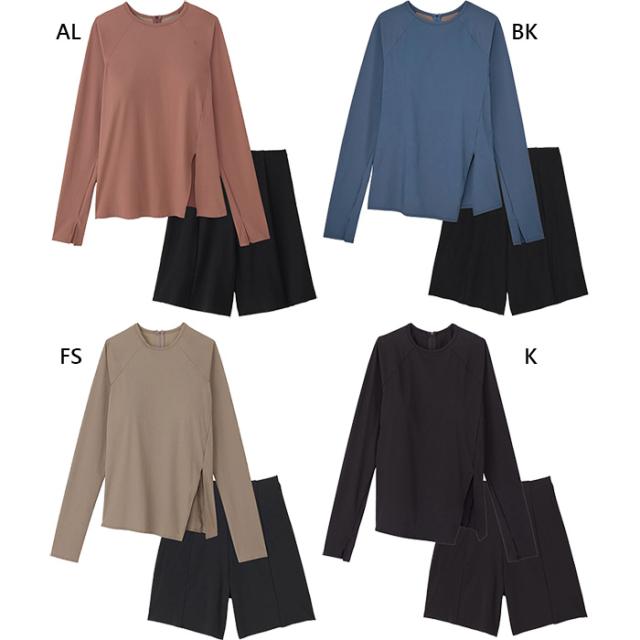 スピード レディース ロングスリーブセパレーツ スイムウエア スイミング 水泳 フィットネス水着 長袖 ショートパンツ ブラック 黒 送料無料 speedo SFW22430