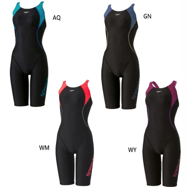 WA・FINA承認 スピード レディース フレックスシグマニューコンフォートラップニースキン スイムウエア スイミング 水泳 競泳水着 ネイビー ブルー レッド 青 赤 ピンク 送料無料 speedo SFW12501