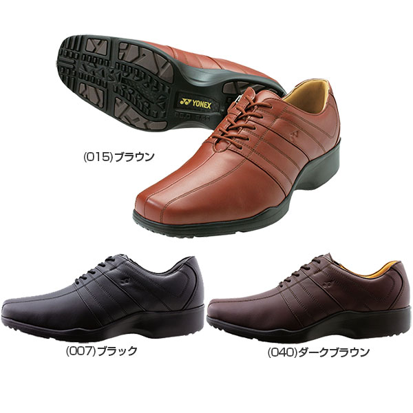 3.5E幅 ヨネックス メンズ ウォーキングシューズ 旅ウォーク パワークッション ブラック 黒 ブラウン 茶色 送料無料 YONEX MT01N