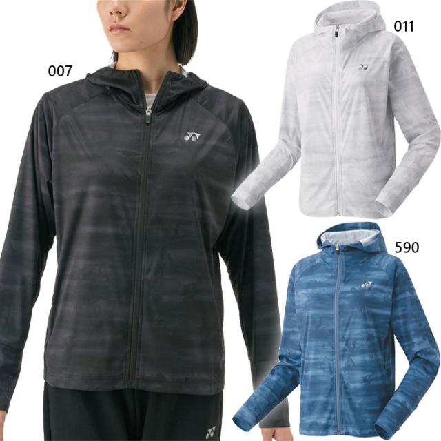 ヨネックス レディース ニットウォームアップパーカー テニス バドミントンウェア トップス 長袖 吸汗速乾 UVカット ホワイト 白 ブラック 黒 ブルー 青 送料無料 YONEX 57089