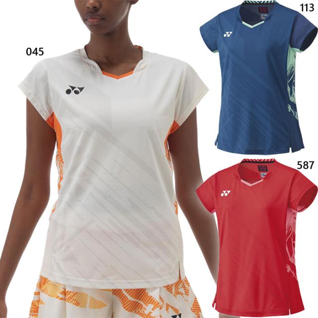 ヨネックス レディース ゲームシャツ テニス バドミントンウェア トップス 半袖 吸汗速乾 UVカット 日本バドミントン協会審査合格品 ネイビー レッド 赤 ベージュ 送料無料 YONEX 20858