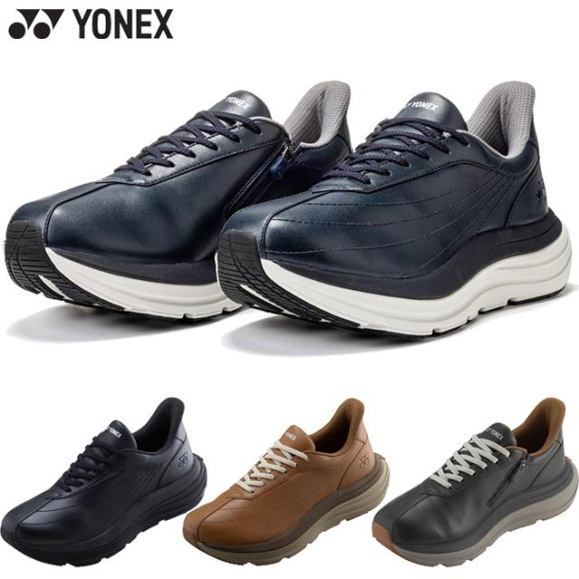 3.5E幅 ヨネックス メンズ パワークッションM128 ウォーキングシューズ 旅行 散歩 スニーカー シューズ 紐靴 撥水 抗菌防臭 ブラック 黒 ネイビー ブラウン カーキ 茶色 送料無料 YONEX SHWM128