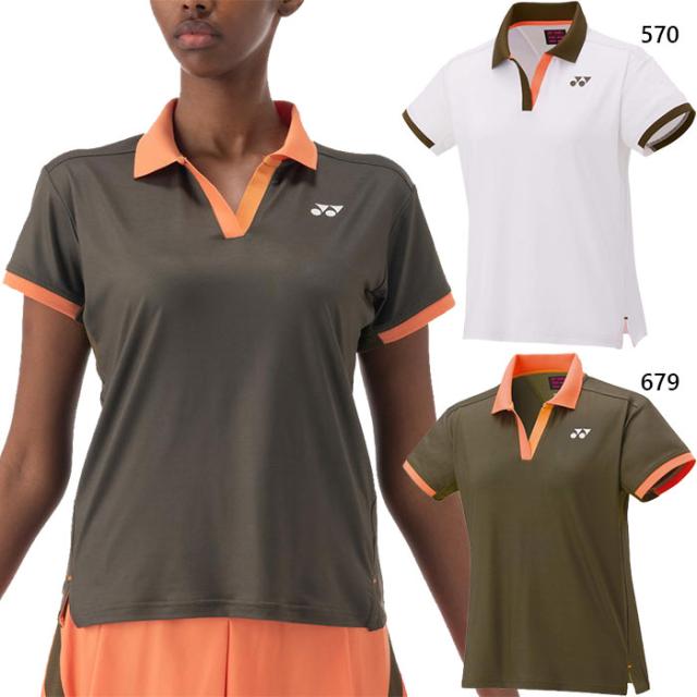 ヨネックス レディース ゲームシャツ テニス バドミントンウェア トップス 半袖 吸汗速乾 UVカット ホワイト 白 ブラウン 茶色 送料無料 YONEX 20834