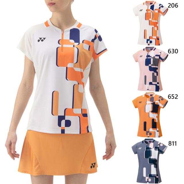 ヨネックス レディース ゲームシャツ テニス バドミントンウェア トップス 半袖 グレー ピンク オレンジ 灰色 送料無料 YONEX 20856