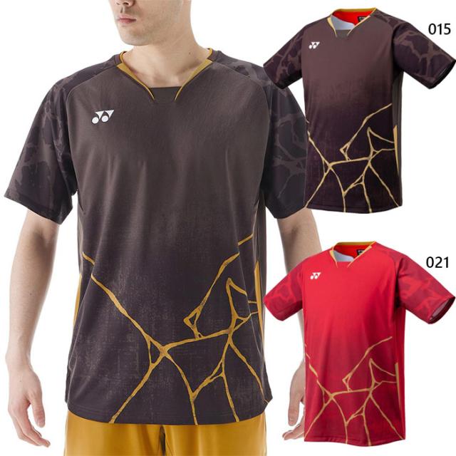 ヨネックス メンズ ゲームシャツ テニス バドミントンウェア トップス 半袖 吸汗速乾 UVカット ブラウン 茶色 送料無料 YONEX 10730