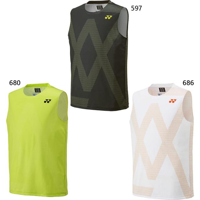 ヨネックス メンズ VA ゲームシャツ ノースリーブ ビクターアクセルセンコレクション バドミントンウェア トップス 吸汗速乾 UVカット グレー オレンジ グリーン 灰色 緑 送料無料 YONEX 10687