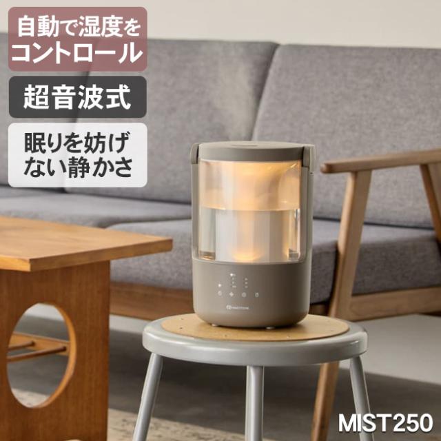 加湿器 お手入れ簡単 大容量 2L MIST 250（ウォームグレー）超音波式 卓上 小型 約7畳、6畳対応 乾燥対策.ウィルス対策.除菌対策にオススメ