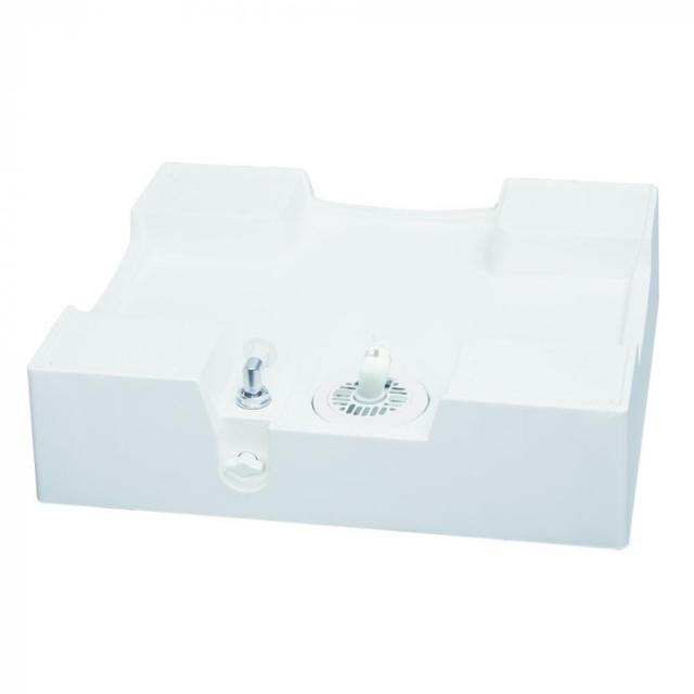 テクノテック洗濯機用床上配管対応給水栓付防水パンTPRF740-W3-FN 開口あり専用トラップ付ニューホワイト 幅74cm 奥行64cm