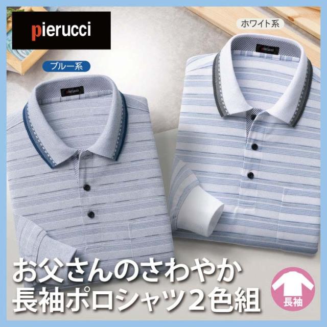 紳士服 メンズ 春夏 春物 夏服 お父さんのさわやか長袖ポロシャツ2色組 NE-6000 Pierucci/ピエルッチ