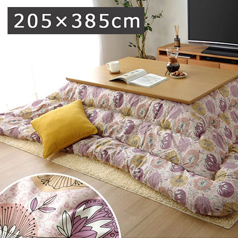 こたつ布団 長方形大 国産 花柄 掛け単品 ピンク 約205×385cm 6柄シリーズ【送料無料】※同梱不可