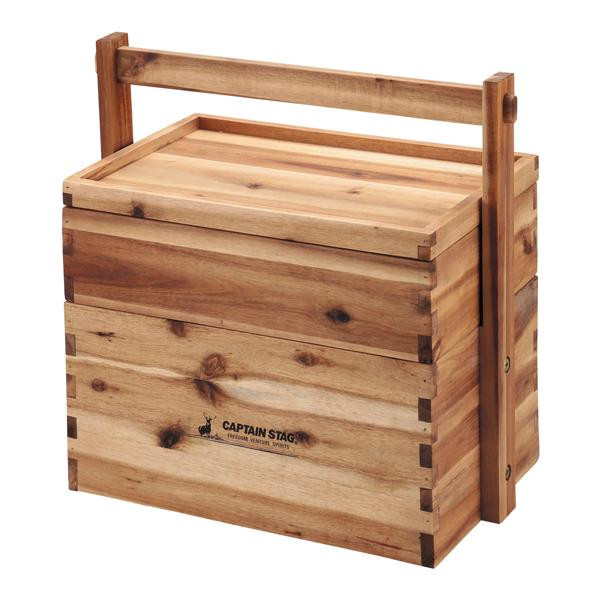 CAPTAIN STAG キャプテンスタッグ CSクラシックス 木製おかもち2段 フタ付 UP-2004 キャンプ アウトドア 屋外 野外 おしゃれ バーベキュー レジャー ピクニック 海 山 パール金属