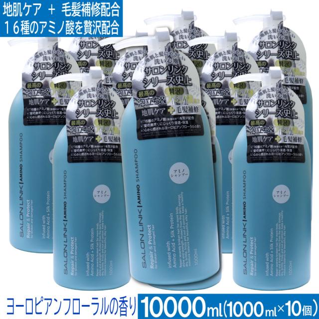 シャンプー アミノ酸 地肌 毛髪補修 保湿 ヨーロピアンフローラル サロンリンク 1L 10個セット 送料無料