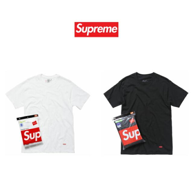 正規品 シュプリーム Supreme Hanes ヘインズ 半袖 ボックスロゴ Tシャツ 3枚パック ブラック ホワイト メンズ レディース 本物[衣類] ユ00572