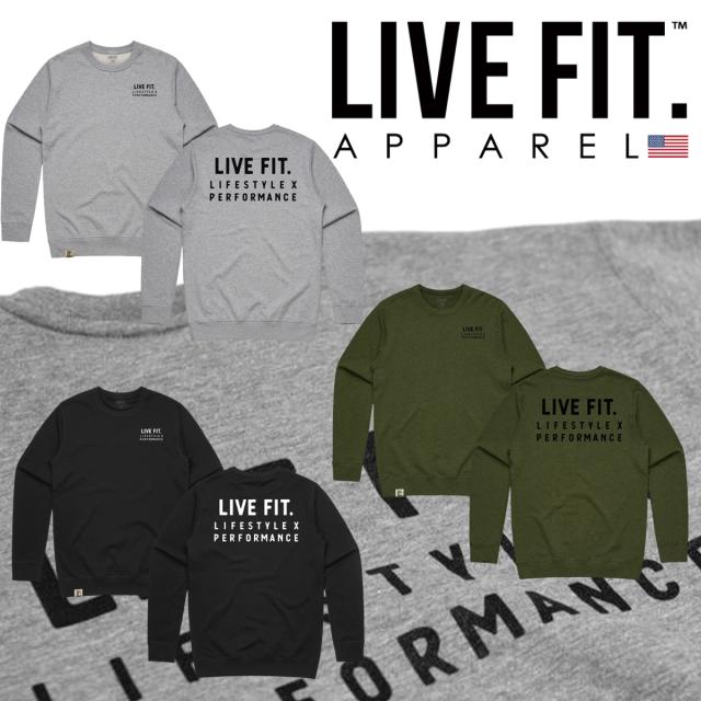 リブフィット LIVE FIT BLOCK CREWNECK スウェット トレーナー トップス メンズ 筋トレ ジム ウエア フィットネス スポーツ トレーニング 正規品[衣類]
