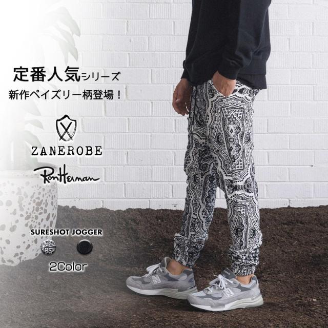 ZANEROBE ゼインローブ ペイズリー柄 ジョガーパンツ 2色 SURESHOT JOGGER デニム パンツ ボトムス メンズ ブラック ホワイト Ron Herman ロンハーマン 正規品[衣類]