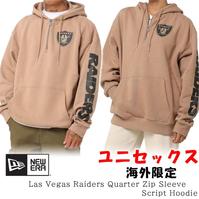 ニューエラ NEW ERA 海外限定モデル パーカー スウェット ロゴ Las Vegas Raiders Quarter Zip Sleeve Script Hoodie メンズ レディース ユニセックス 正規品[衣類] ユ00572