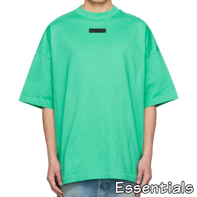 エッセンシャルズ Tシャツ グリーン クルーネックTシャツ 半袖 オーバーサイズ バックプリント Essentials Tee メンズ レディース フィアオブゴッド 正規品 Fear Of God Essentials [衣類]ユ00582