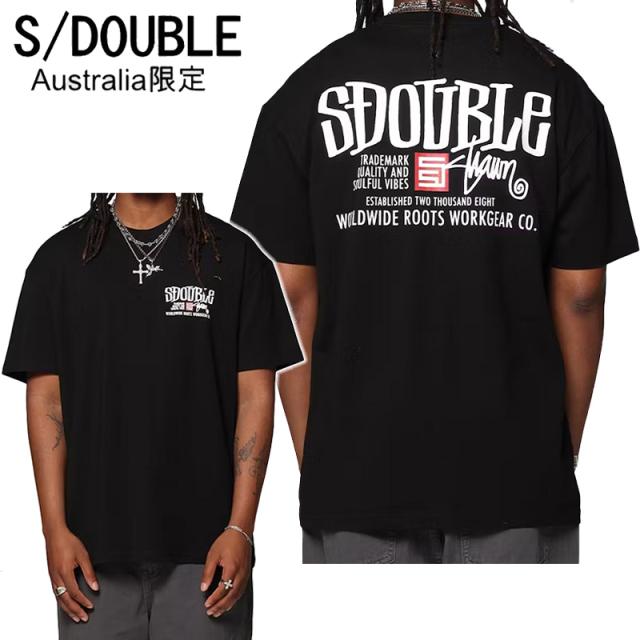 エスダブル Tシャツ S/Double AU限定 S/DOUBLE Workgear T-Shirt Black 半袖 ブラック ロゴ ストリート メンズ レディース ユニセックス 正規品 [衣類] ユ00582