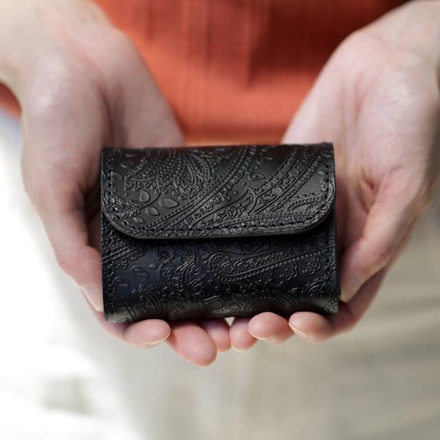 栃木レザー ミニ財布 ペイズリー VINCENT CRAFTED オリジナルブランド PABLO 小銭入れ ペイズリー 財布 日本製 本革 レザー ブラック