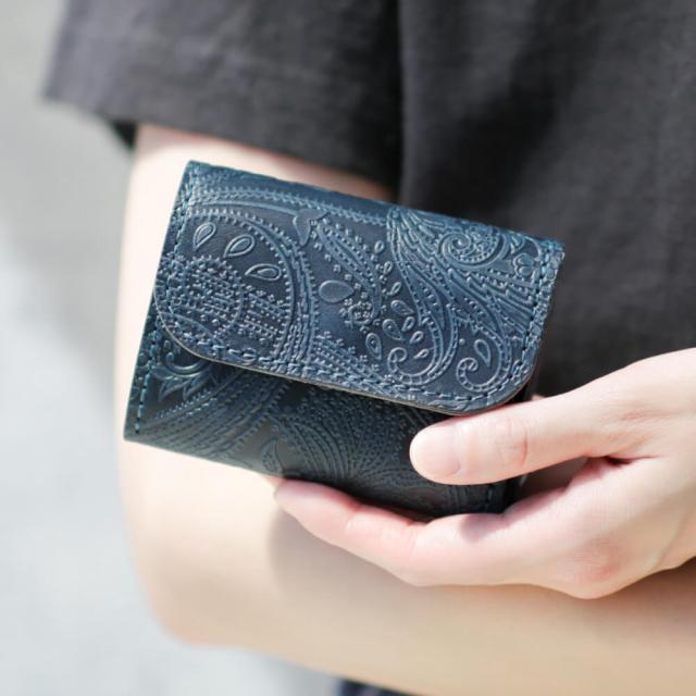 栃木レザー ミニ財布 ペイズリー VINCENT CRAFTED オリジナルブランド PABLO メンズ 小銭入れ ペイズリー 財布 日本製 本革 レザー ネイビー