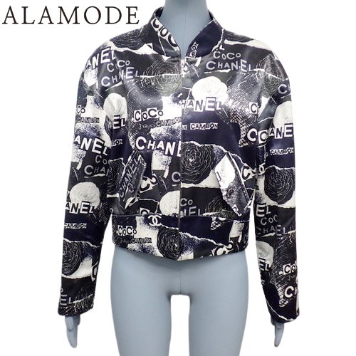 CHANEL(シャネル) カメリア ブルゾン コート/ジャケット P63 ジャケット アパレル ファッション 衣類 38 コットン ビスコース ネイビー紺 ホワイト白 ブラック黒 レディース 40802164290【中古】【アラモード】