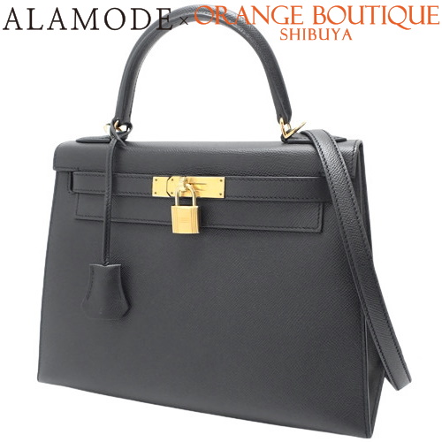 HERMES(エルメス) ケリー28（外縫い） ブラック黒 ヴォーエプソン ゴールド金具 A刻印 ハンドバッグ ショルダー 肩掛け 2WAY レディース 40802137162【アラモード】