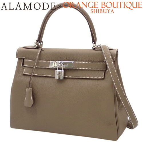 HERMES(エルメス) ケリー28 (内縫い) エトゥープ/エトープ グレージュ トゴ パラジウム金具 シルバー金具 Z刻印 ハンドバッグ 2way ショルダーバッグ 肩掛け レディース 40802140509【中古】【アラモード】