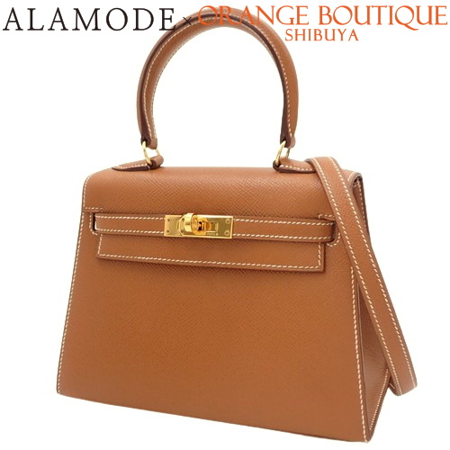 HERMES(エルメス) ミニケリー  ゴールド ブラウン茶 クシュベル ゴールド金具 〇X刻印 ハンドバッグ ミニバッグ 2WAY ショルダー 肩掛け レディース 40802142854【アラモード】