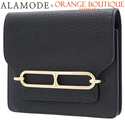 HERMES(エルメス) ロウリス ルリ スリム ブラック黒 シェブルミゾル ゴールド金具 Z刻印 コンパクト財布 二つ折り 2つ折り ウォレット ユニセックス 40802143003【アラモード】