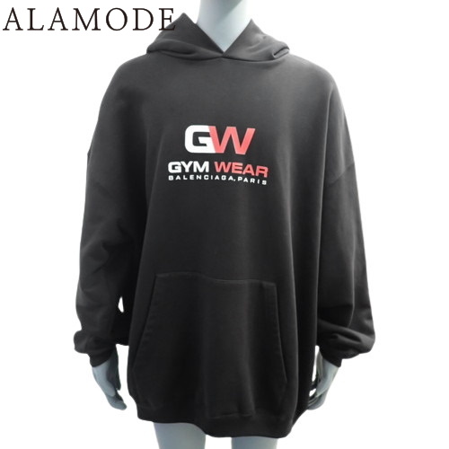 BALENCIAGA(バレンシアガ) ロゴ フーディー ジムウエア トップス 2020年 アパレル ファッション パーカー オーバーサイズ XXS コットン ブラック黒 620973 TIVD4 1000 メンズ 40802144583【中古】【アラモード】