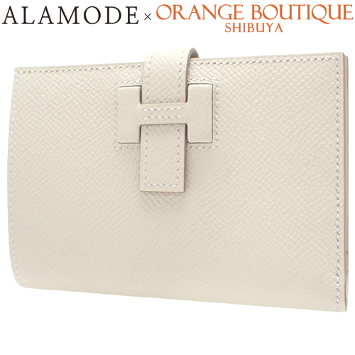 HERMES(エルメス) Hパッサン コンパクト クレ アイボリー ヴォーエプソン パラジウム金具 シルバー金具 W刻印 コンパクト財布 二つ折り 2つ折り ウォレット 小物 レディース 40802145315【中古】【アラモード】