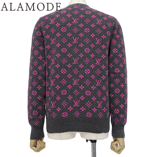 LOUIS VUITTON(ルイ・ヴィトン) ハーフアンドハーフ モノグラム クルーネック セーター トップス RM182M アパレル ファッション ニット M カシミヤ グレー ピンク メンズ 40802144607【中古】【アラモード】