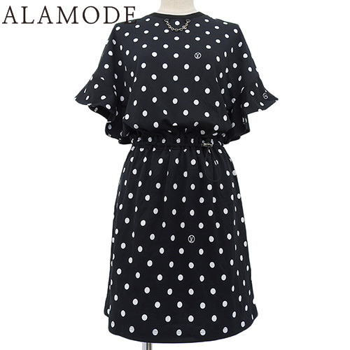 LOUIS VUITTON(ルイ・ヴィトン) フラウンス ポルカドット ジャージーワンピース 22SS RW221B アパレル ファッション 水玉 ロゴ 半袖 S コットン ブラック黒 ホワイト白 1A9Y2A レディース 40803002640【中古】【アラモード】